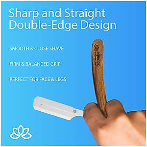 Equinox Fancy Straight Edge Razor - Manual Shaver for Men - Includes 100 Disposable Derby Blades - Wooden Handle - Barber Kit - Straight Razors for Men - Navajas para barbero - retro straight razor