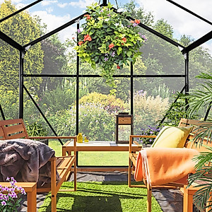 Zstar 6x6 FT Polycarbonate Greenhouses with Sliding Door and Adjustable Vent Window, Heavy Duty Outdoor Aluminum Walk-in Green House for Outdoor Garden Backyard, Greenhouses for Outdoors, Black