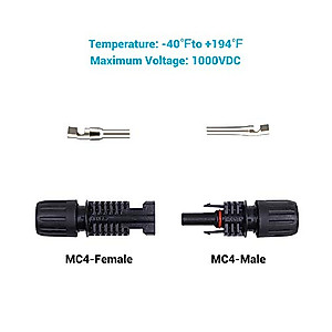 RENOGY Pair Male/ Female Solar Panel Cable Connectors Double Seal Rings for Better Waterproof Effect