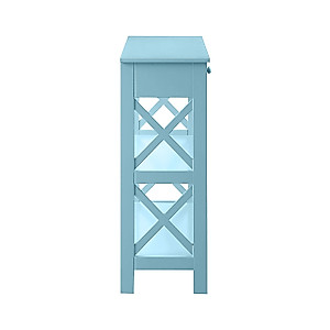 Convenience Concepts Oxford 1 Drawer Console Table with Shelves, Sea Foam Blue