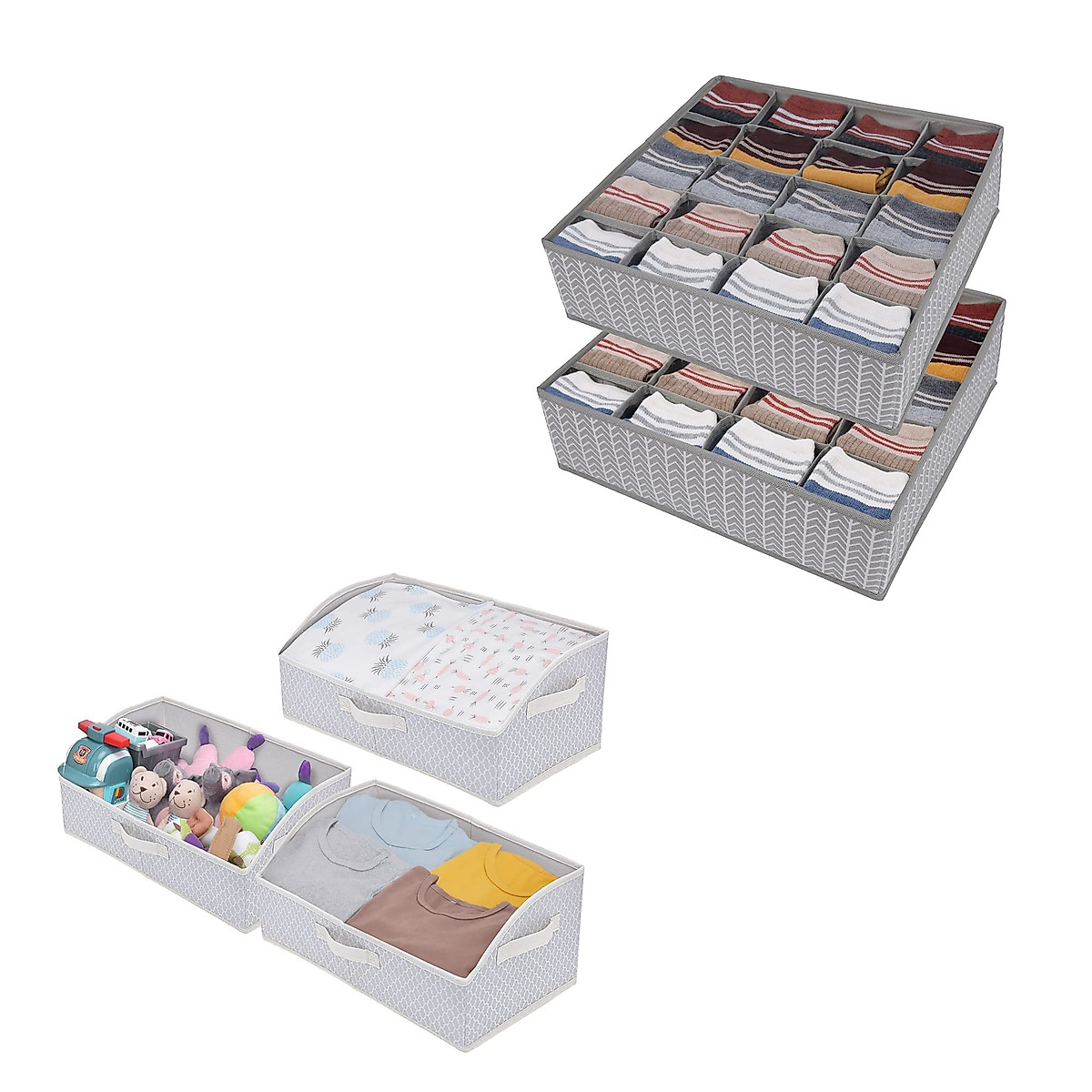 GRANNY SAYS Bundle of 3-Pack Trapezoid Closet Storage Bins & 2-Pack Socks Storage Organizers