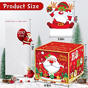 Meiidoshine Christmas Money Box for Gift Pull, Surprise Money Holder for Kids Adults, DIY Fun Holiday Cash Box for Women Men Girls Boys Mom Dad Friends, Include 100Pcs Transparent Bags