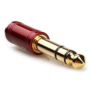 MOBOREST 3.5mm M to 6.35mm F Stereo Pure Copper Adapter, 1/8 Inch Plug Male to 1/4 Inch Jack Female Stereo Adapter, Can be Used Conversion Headphone adapte, amp adapte, RED 2PCS