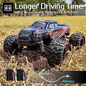 RACENT RC Car, 1:16 Scale All Terrain Monster Truck, 30MPH 4WD Off Road Fast Remote Control Car, 2.4Ghz High Speed Electric Vehicle with 2 Rechargeable Batteries, 40+ Min Play, Gift for Boys (785-5)