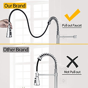 SOKA Kitchen Sink Faucet Single Handle With Pull Down Sprayer 3 Working Mode Stream, Spray & Pause Fit for 1 or 3 Hole