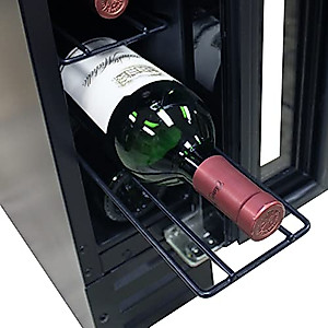 Vinotemp EL-7TS-BLACK 7 Bottle Cooler Refrigerator Freestanding Wine Cellar or Built-in Installation with Automatic Defrost, LED Display and Front Venting, Black