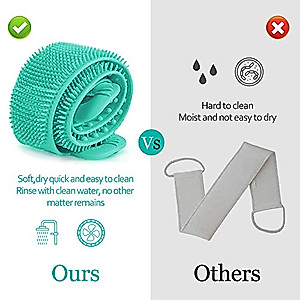 Inmorven 35.5 inches/90 cm Back Scrubber for Shower,Super Long Bath Body Brush Exfoliating Silicone Body Scrubber for Men and Women Long Lasting and Easy to Use.(Green)