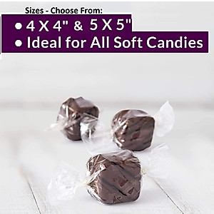 Oasis Supply Twistable Clear Cellophane Wrappers for Carmel Candy, Holds Tight, for All Soft or Hard Candies, 1000 Square Sheets, (5x5 Inches)