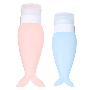VTOSEN 2Pcs Portable Silicone Travel Squeeze Bottle Set, Leakproof Shampoo and Conditioner Containers, Body Wash Container