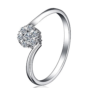 WSX Pure Gold Engagement Ring Women 0.6cttw Round Moissanite Wedding Promise Halo Ring Twisted for Her