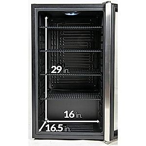 Igloo IBC35SS 135-Can Capacity Beverage Refrigerator & Cooler for Soda, Beer, Wine and Water LED-Lighted Double-Pane Glass Door, 3.5 Cu. Ft, Stainless Steel, Cubic Foot