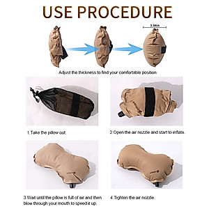 CHANODUG Portable Inflatable Lumbar Support Travel Pillow with Memory Foam Insert - Perfect for Lower Back Pain Relief, Comfort and Support While Flying, Driving, Camping (Blue)