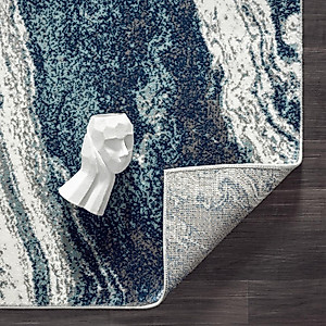 LUXE WEAVERS Abstract Wavy Marble Swirl Gray 8x10 Area Rug