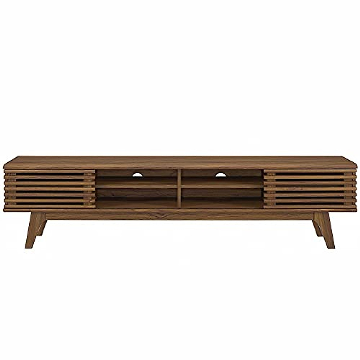 Modway Render 70" Mid-Century Modern Low Profile Media Console TV Stand, 70 Inch, Walnut Walnut
