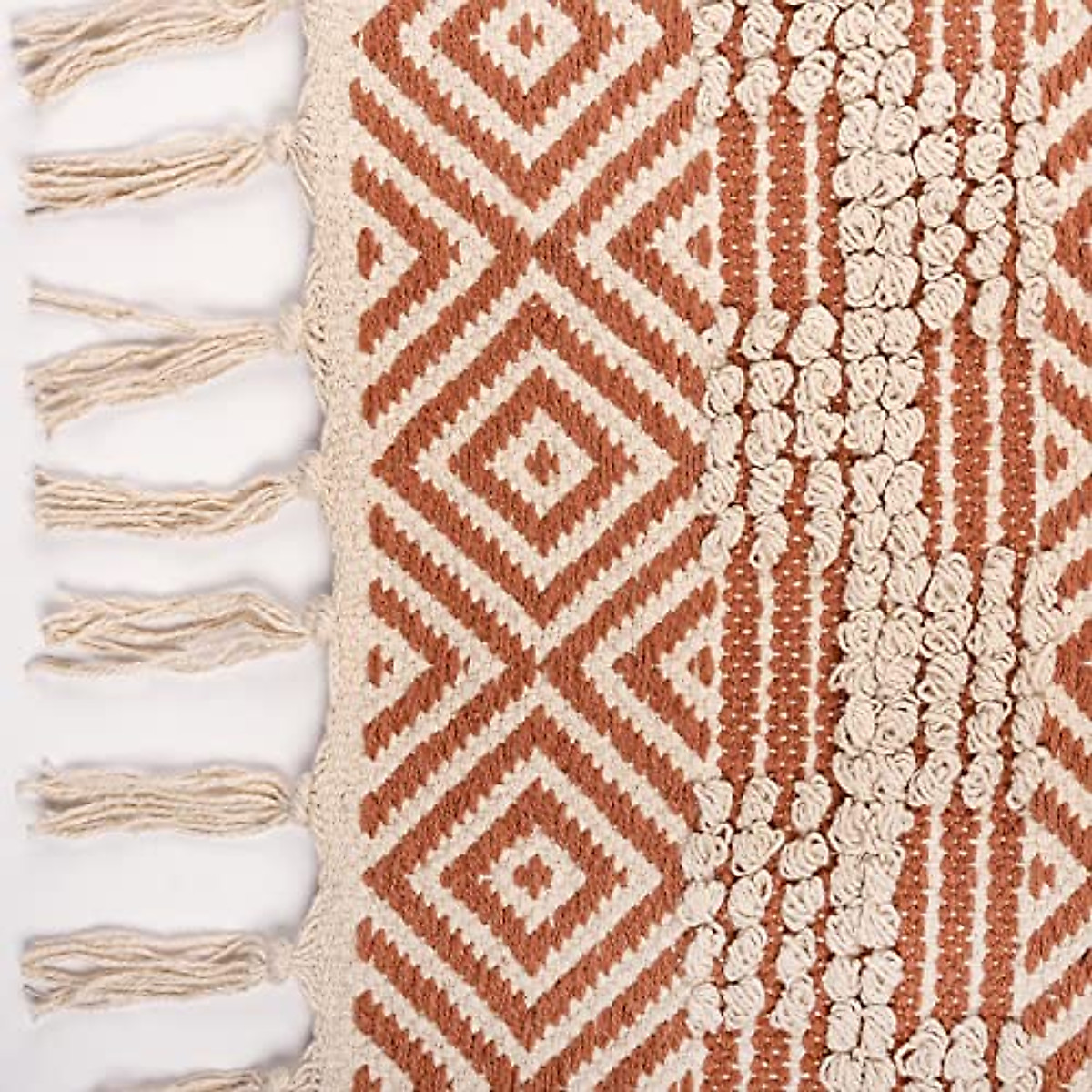 Primitives by Kathy Terracotta & Cream Textured Geometric Design Bohemian Decorative Area Rug