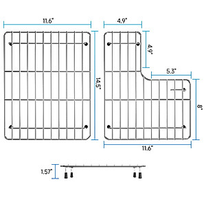 Sink Rack for Bottom of Sink with Kohler Whitehaven K-6486 and K-6487 Sink, 304 Stainless Steel Sink Protectors, Sink Grid Sink Grate for Bottom of Kitchen Sink Farmhouse 14.68" x 23.2" x 1"