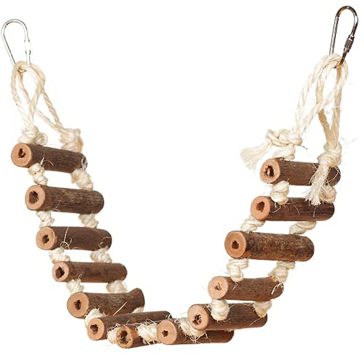 Bird Ladder Bridge, Helps Birds with Balance,Made with Raw Wood, Easy Installation, Bright, Durable and Flexible, and give Away a Set of Bird skewers for Free,Suitable for Small to Medium Birds