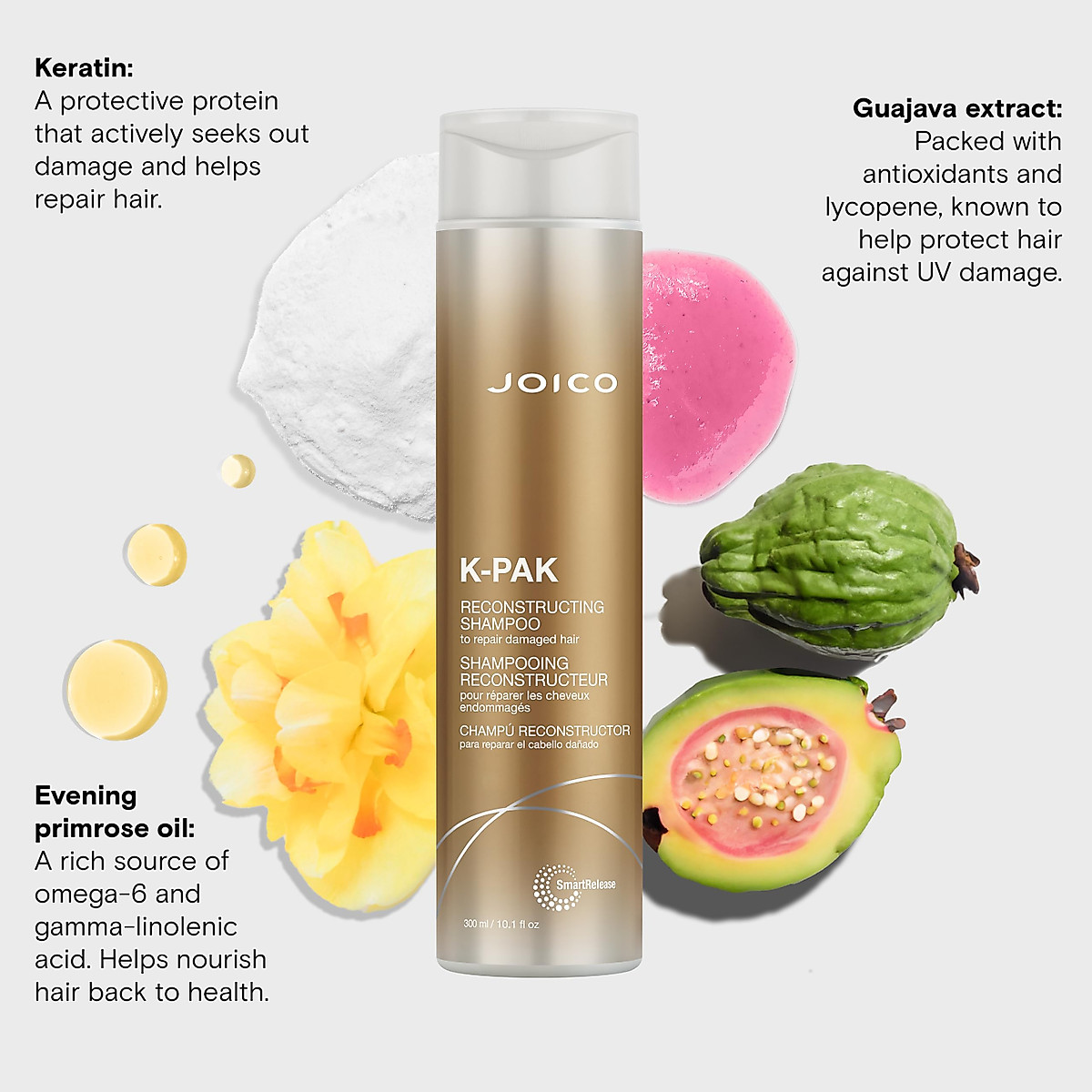 Joico K-PAK Daily Clarifying Shampoo to Remove Chlorine & Buildup | For Damaged Hair | Repair & Prevent Breakage | Boost Shine | With Keratin & Guajava Fruit Extract | 10.1 Fl Oz