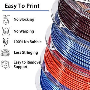 3D Printer Filament Bundle, PLA Filament Silk Shiny PLA Filament 1.75mm +/- 0.02mm, 3D Printing Filament 200g x 4 Spools