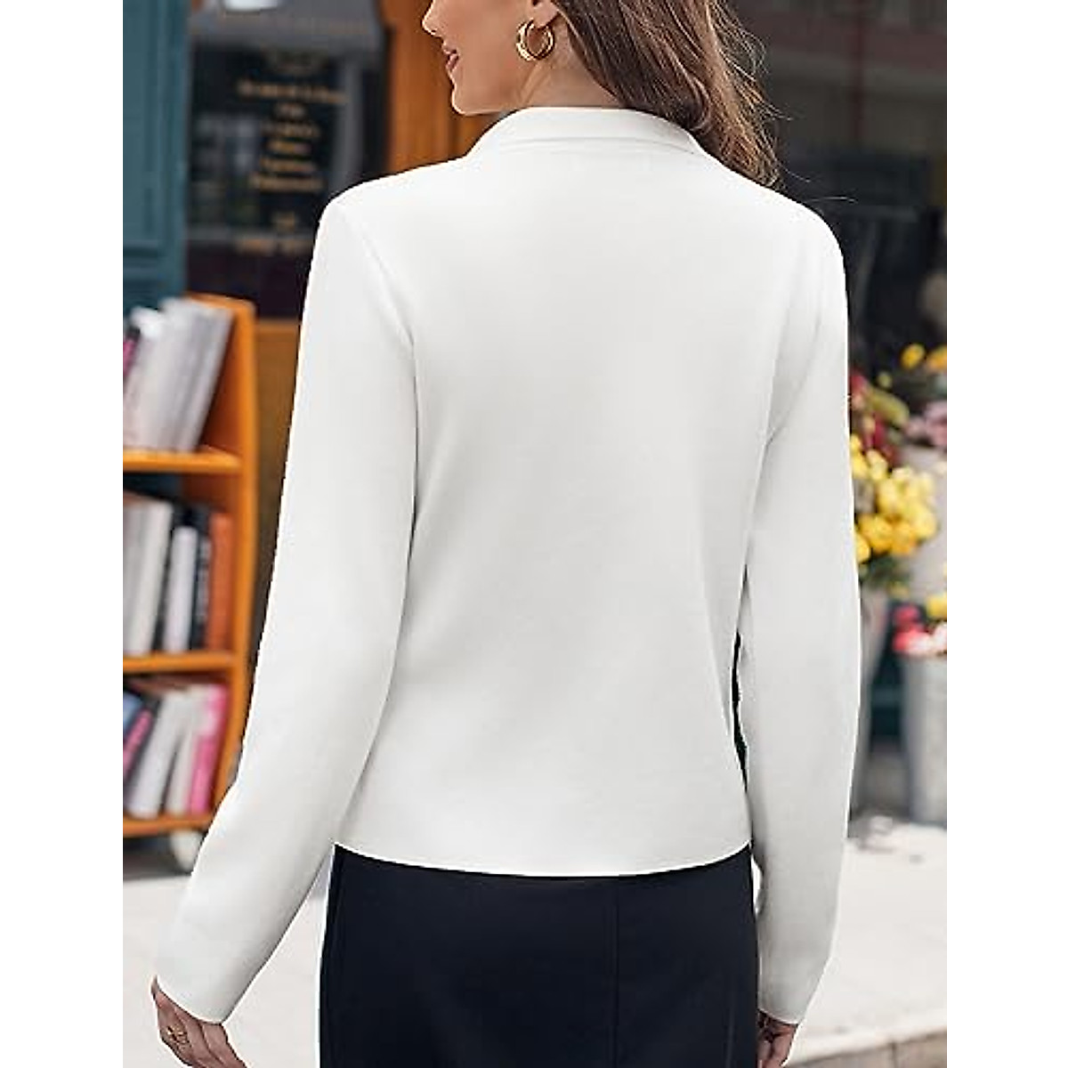 Women Sweater Blazer Jackets Casual Knit Open Front Business Cardigans for Women Blazer Lightweight White L