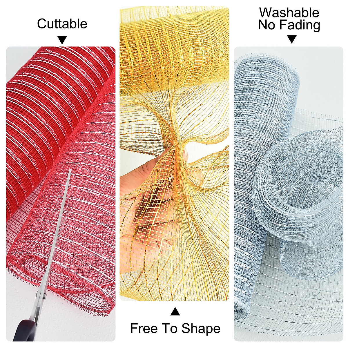 TONIFUL 2 Rolls 10 Inch White Decorative Mesh Ribbbon Rolls, Fabric Mesh for Mesh Wreath Supplies, Front Door Wreath Crafts Tree Decor Christmas NewYears Halloween Decoration (10 yds/roll)