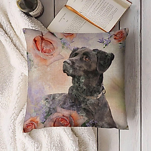 Dog Black Lab Labrador Throw Pillow Covers 18X18 Pillow Cushion Cases, Modern Decorative Square Pillowcases for Sofa Couch Bedroom Living Room Car