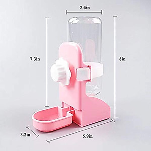 Mcgogo Rabbit Water Bottle, Guinea Pig Water Bottle,17oz Hanging Fountain Automatic Dispenser No Drip Water Bowl for cage (Pink)