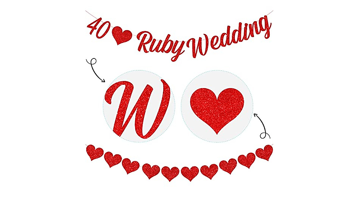 40th Ruby Wedding Decorations Set for 40th Anniversary Party