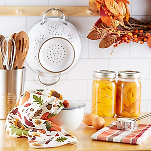 DII Fall Basics Kitchen Dishtowel Collection Printed & Plaid Fall Dish Towel Set, 18x28, Pumpkin Spice, 2 Count