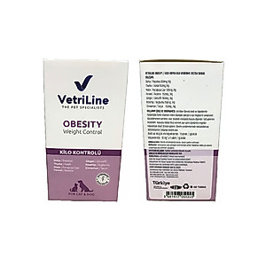 vetriline Obesity Tablet, for Cats and Dogs Weight Control Support Supplies, 60 Pcs in 1 Box, Cat Weight Control,Dog Obesity