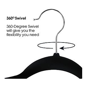 Method Mod Premium Velvet Hangers | Ultra Slim, Non-Slip, Durable Clothes Hanger, Coat Hanger, and Pants Hangers with 360 Degree Swivel Hook | Black Hangers 50 Pack