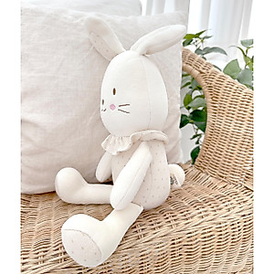 Super Soft Organic Cotton Baby First Friend, Attachment Doll for Baby, Pillow Buddy, Plush Animal Toys, Stuffed Animal Bunny, Chubby Cheeks Frill Bunny