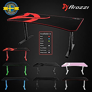 Arozzi Arena Ultrawide Curved Gaming and Office Desk with Full Surface Water Resistant Desk Mat Custom Monitor Mount Cable Management Cut Outs Under The Desk Cable Management Netting - Dark Grey
