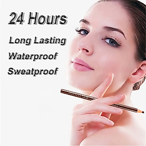 SUMEITANG 12 Pcs Pull Cord Peel-off Dark Brown Eyebrow Pencil，Wooden Hard-core Microblading Eye Brow Pencil For Marking, Filling And Outlining, waterproof and sweat-proof for Professionals & Beginners
