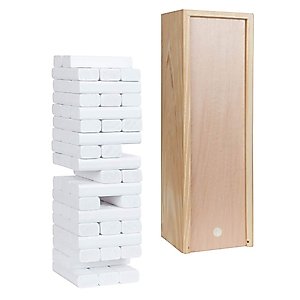WE Games Wooden Block Stacking Party Game for Adults, Tumble Tower Wedding Guest Book Alternative, Tabletop Games, Includes Storage Case, 12 inches