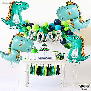 KatchOn, Large Baby Dinosaur Balloon - 35 Inch, Pack of 4 | Dinosaur Birthday Party Supplies | Dino Balloons, Baby Dinosaur Party Decorations | Girl Dinosaur Balloons, Dinosaur Baby Shower Decorations