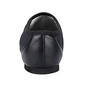 Linodes Unisex PU Leather Upper Slip-on Jazz Shoe with Circle Elastic for Women and Men's Dance Shoes-Black-7.5M