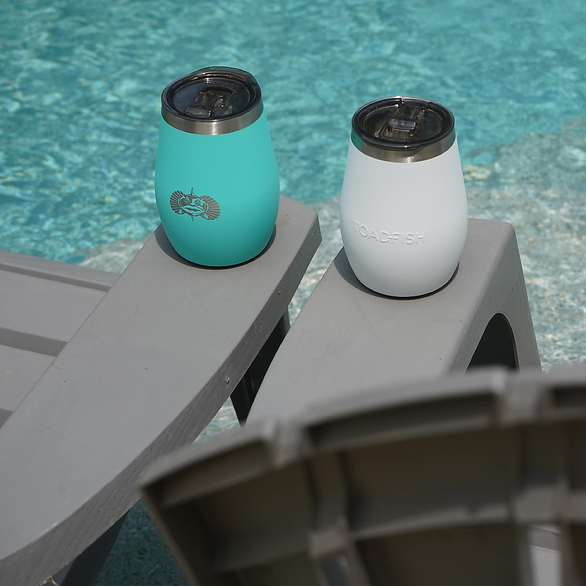 Non-tipping 10oz Double Wall Insulated Stainless Steel Stemless Travel Wine Tumbler w/Easy Slide Lid - White