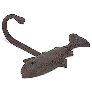 Textured Bronzetone Fish 6 x 5.5 Cast Iron Decorative Coat Towel Hook