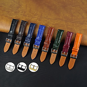 vinacreations 20mm Black AIIigator Watch Band Men Quick Release Handmade Leather Strap Croc Replacement Wristband Gold Stainless Steel Buckle, Christmas Father's Day Gift for Dad Husband DH-01G-20MM