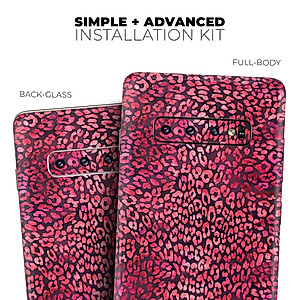 DesignSkinz Red Watercolor Leopard Pattern Protective Vinyl Decal Wrap Skin Cover Compatible with The Samsung Galaxy S20 (Screen Trim & Back Glass Skin)