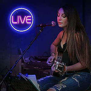 Lumoonosity LIVE Neon Signs - LED Live On Air Neon Lights for Twitch, Tiktok, Youtube Streamers/Gamers - Cool Live Streaming/Recording Sign - Round Led Sign for Studio, Wall, Bedroom, Game Room Decor