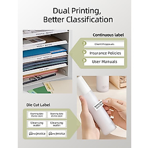 Makeid Label Maker Machine with Tape - Portable & Rechargeable Label Makers with Built-in Cutter.63" Waterproof Tape - Wireless Label Printer Compatible with Android & iOS Devices - Green