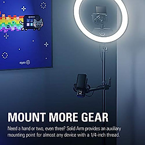 Elgato Solid Arm, Holding Arm with Padded Clamp for easy Mounting and Adjusting of Lights, Cameras, and Microphones, for Streaming, Videoconferencing, and Studios