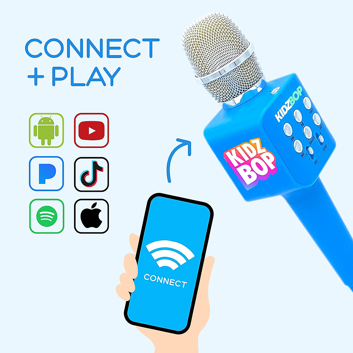 Bundle - Kidz Bop Bluetooth Headphones and Karaoke Microphone, Blue