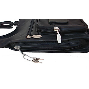 Conceal and Carry Black Leather Purse Compact Design but Highly Efficient includes Built-in Wallet and Locking Zipper for weapon security "The Lisa"