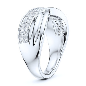 PRSTANI Sterling Silver 7.6mm Wide Unisex CrissCorss Two Rows Simulated Round Brilliant Diamonds Wedding Band Fashion Ring (4.5)