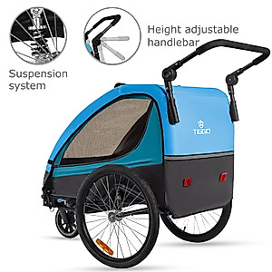Veelar Sports Suspension Bike Trailer & Stroller 2 in 1 Double Seat for Toddlers, Kids, Child Bicycle Carrier Jogger (Blue)