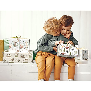 WAPLIGHAL Baby Shower Wrapping Paper Sheets for Boys Girls - Dragon Baby, Funny Dinosaur, Woodland Animals, Watercolor Design - Gift Wrapping Paper for Birthday, Easter, Holiday - 20 X 29 Inch Per Sheet (8 Precut Folded Sheets), Easy to Store