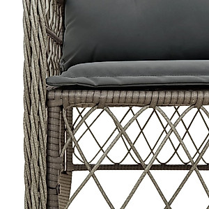 vidaXL Patio Chairs with Cushions - Gray Poly Rattan Outdoor Garden Furniture, Comfortable Seating with Washable Cushion Covers, 23" x 26.4" x 33.9"